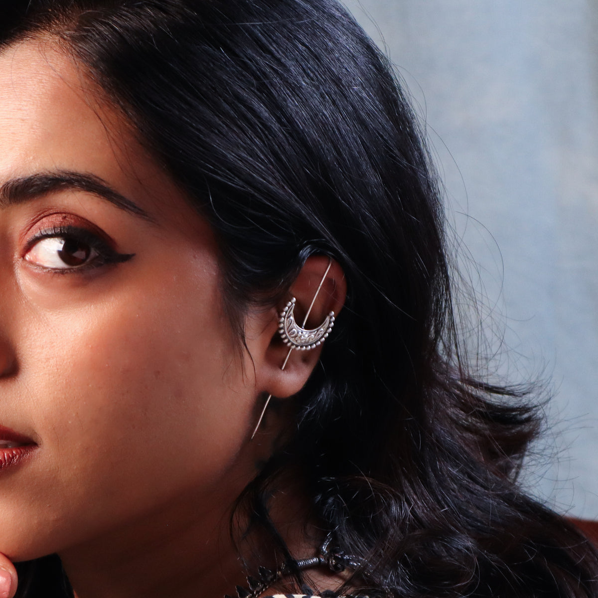 Silver Chandrakor Single Earcuff