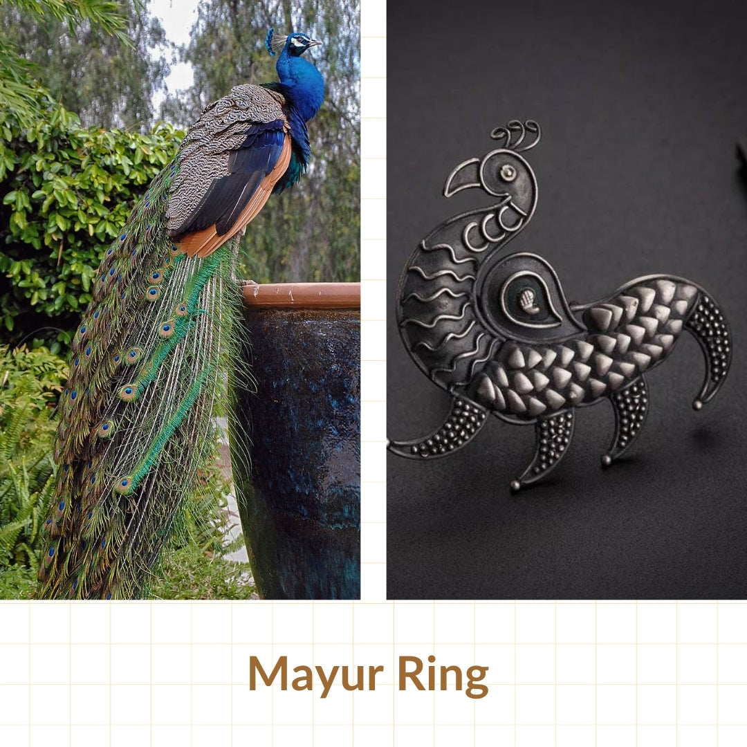 Handcrafted Mayur Ring: Premium 92.5 Silver Jewelry | House of Aadyaa