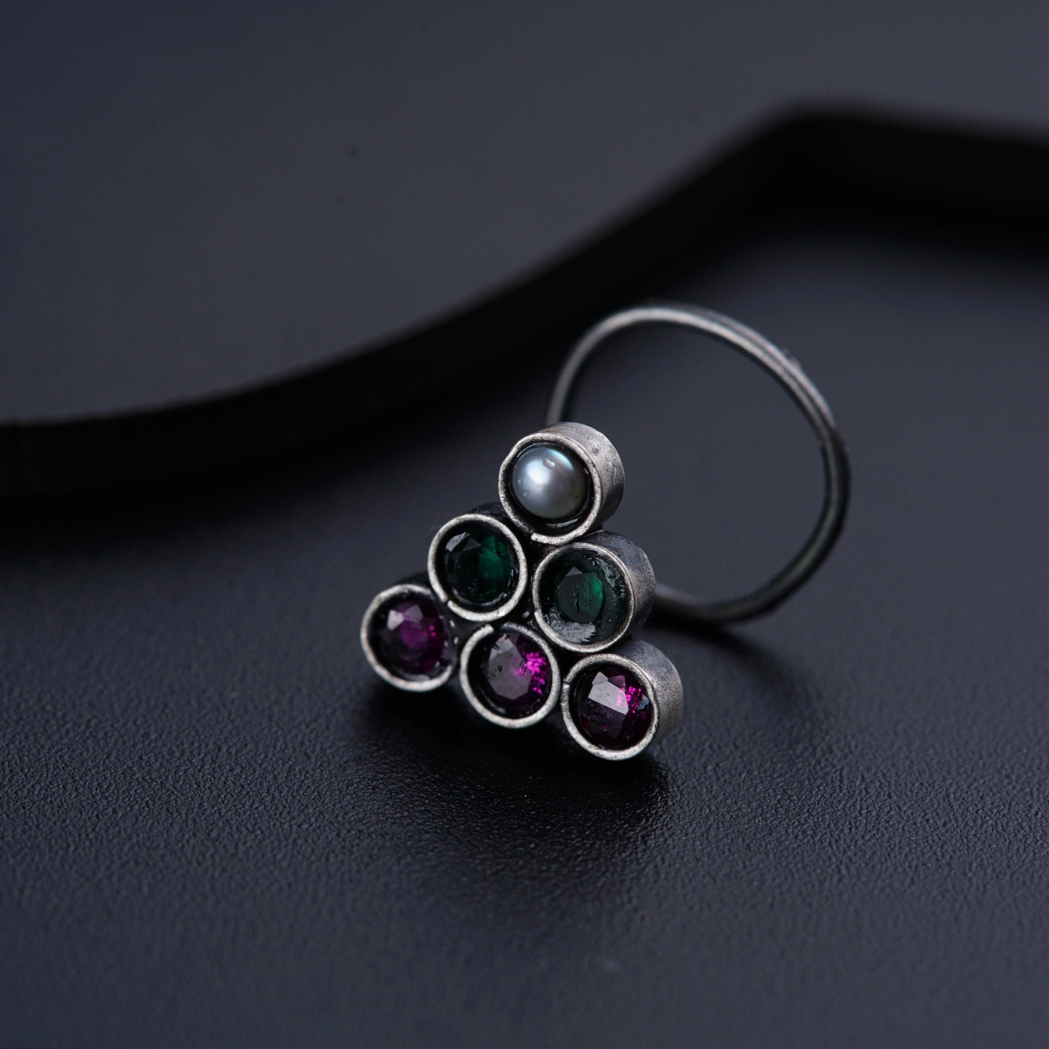 Handcrafted Silver Inverted Triangle Nose Pin | House of Aadyaa