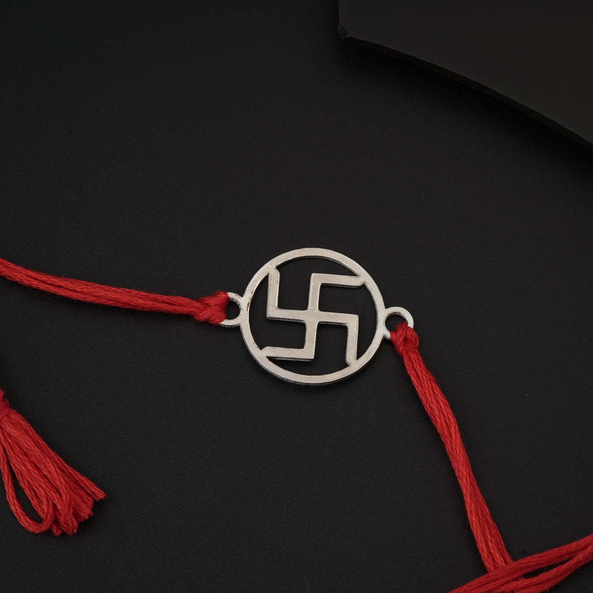 Silver Laser cut Swastik Rakhi/Pendant: Small