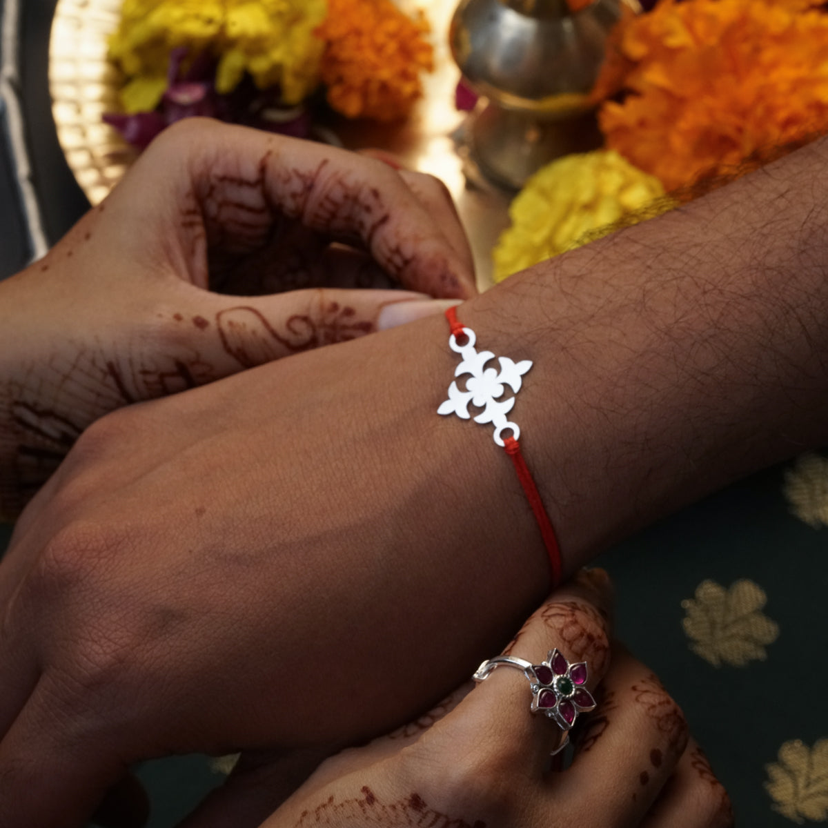 Silver Laser cut Rakhi