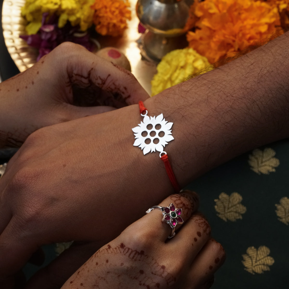 Silver Laser cut Rakhi