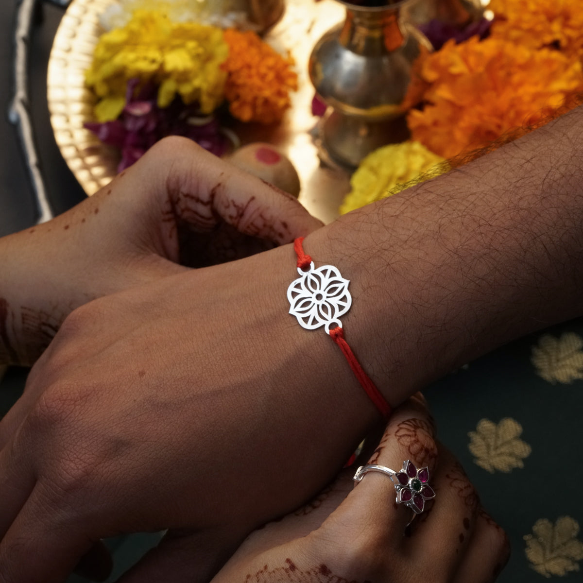 Silver Laser cut Rakhi