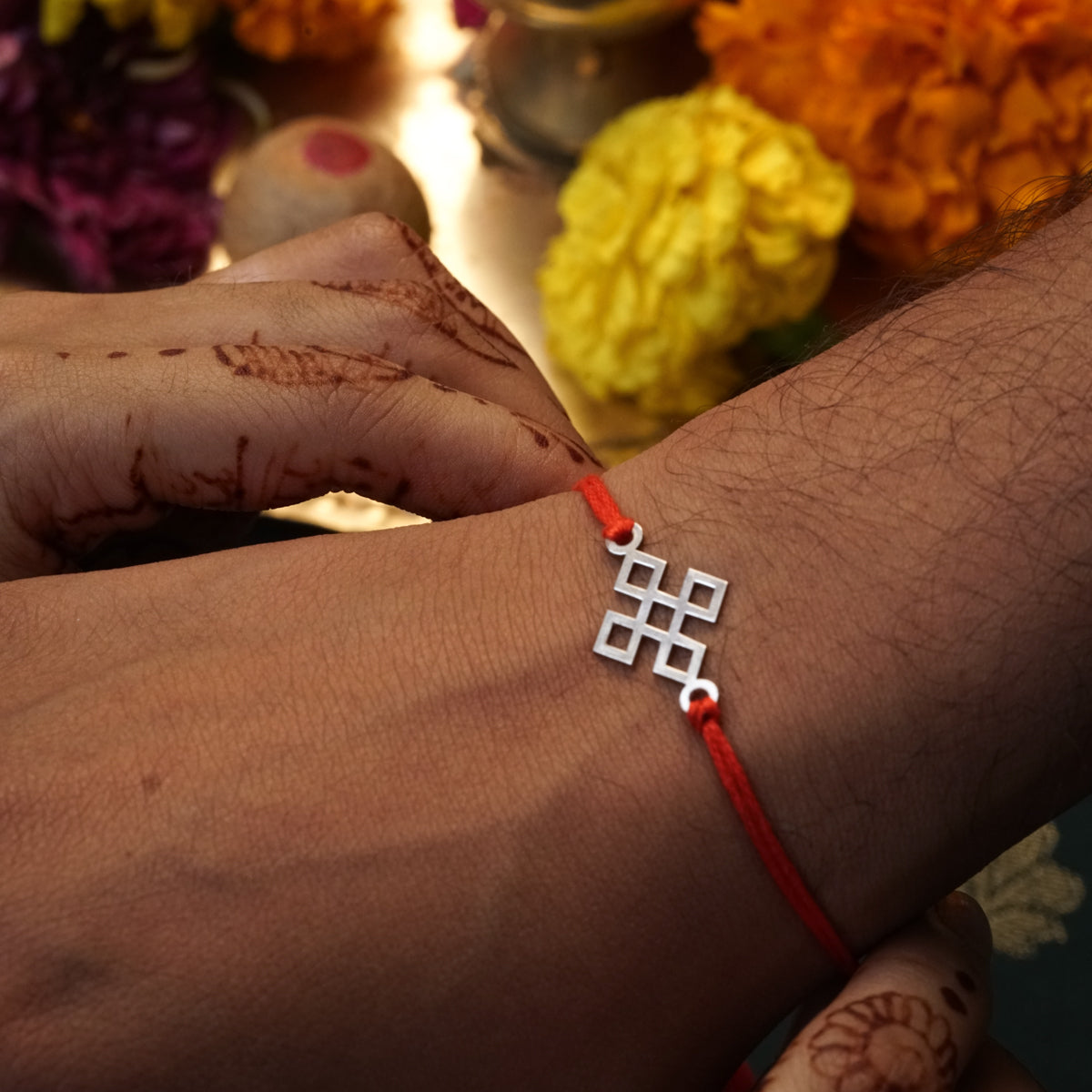 Silver Laser cut Rakhi