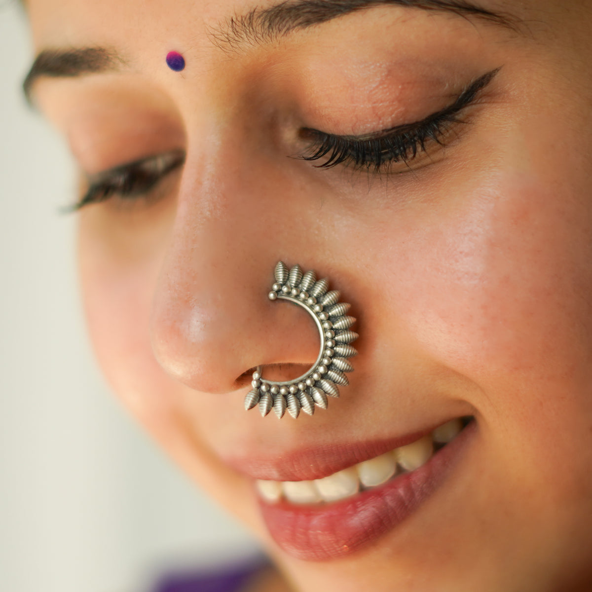 Buy Silver Surya Nath for Traditional Look | House of Aadyaa