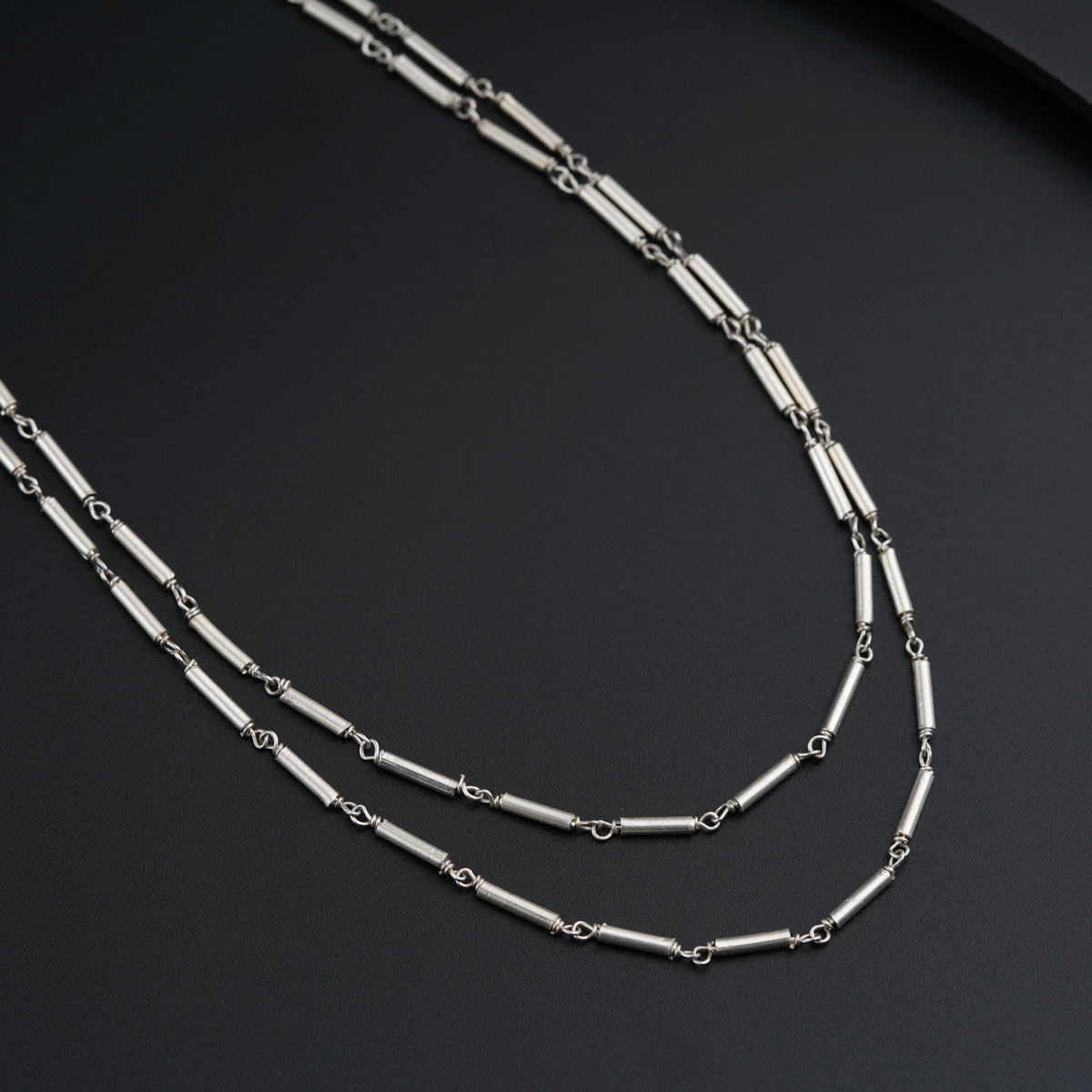 Double Layer Silver Pipe Necklace - House of Aadyaa