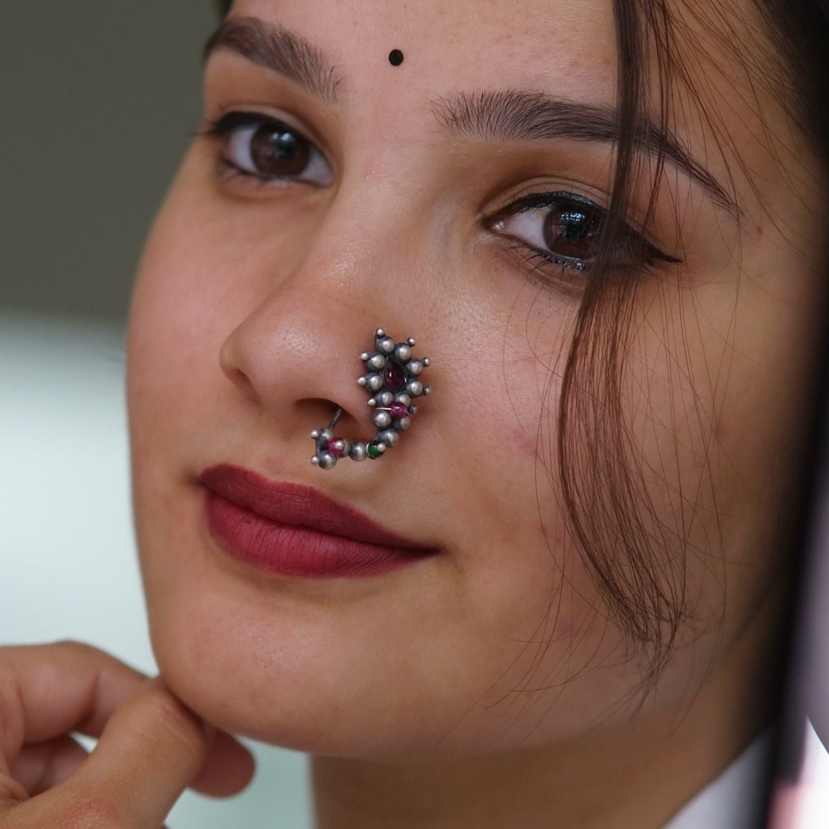 Itihaas Silver Maharashtrian Nath Small Left Pierced | 92.5% Silver