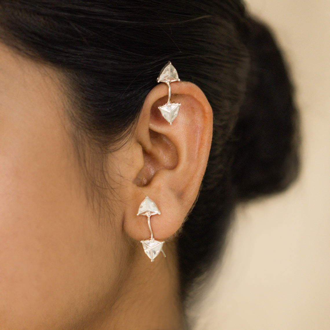 Triangle Bugadi Clip-On | 92.5% Sterling Silver Traditional Earring