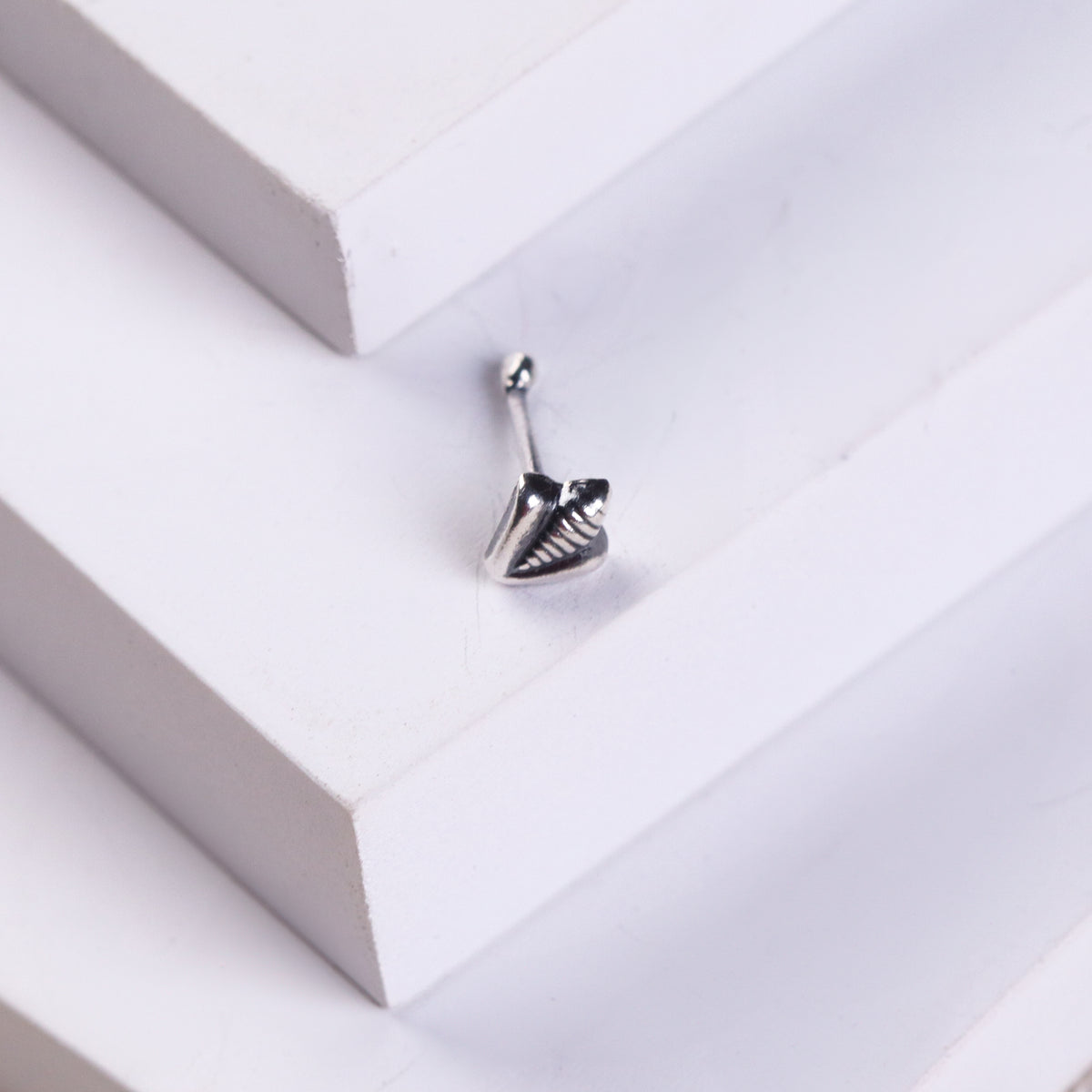 Silver Textured Bud Nose Pin