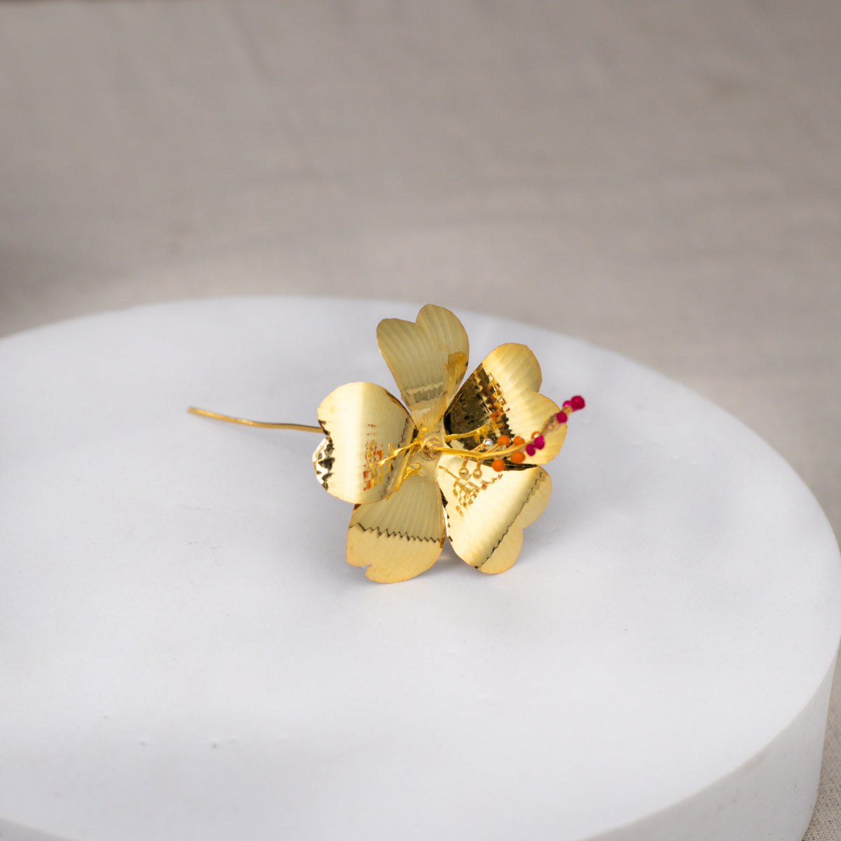 Jaswandi Hibiscus Flower (Small) | Gold Plated Pooja Ornament