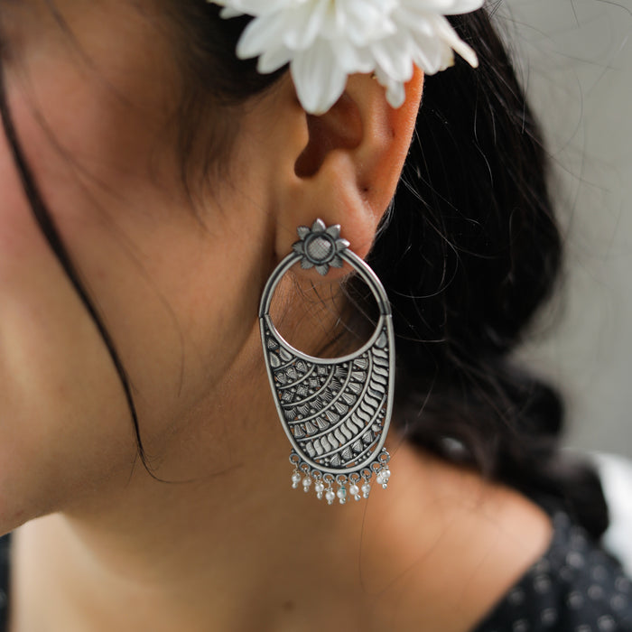 92.5 Handcrafted Silver Chandbali Earrings
