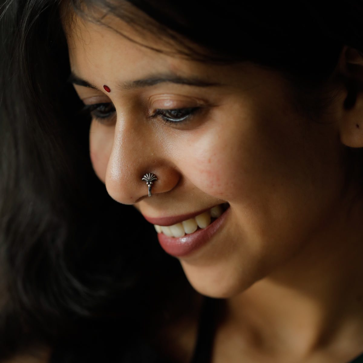 Shell Nose Pin Clip On - 92.5 Silver Handmade in India | House of Aadyaa