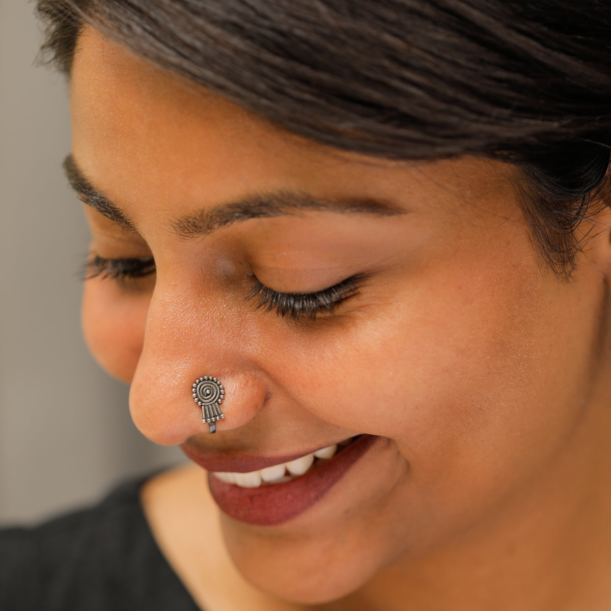 Handmade Snail Silver Nose Pin - House of Aadyaa - Made in India