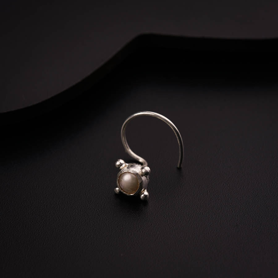 Silver Nose pin - Pearl (Pierced)