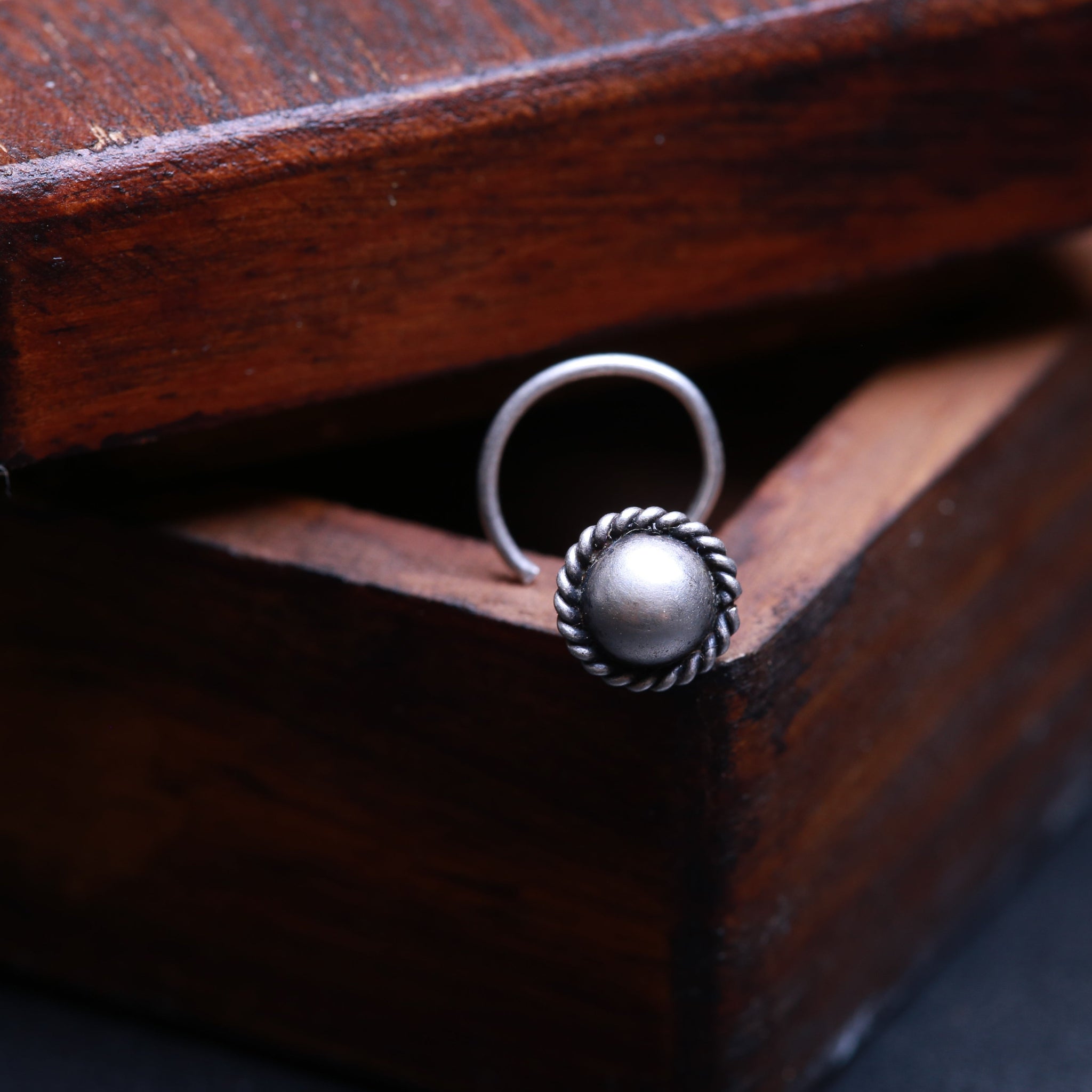 Sphere Nose Pin Pierced - Handmade 92.5 Silver by House of Aadyaa