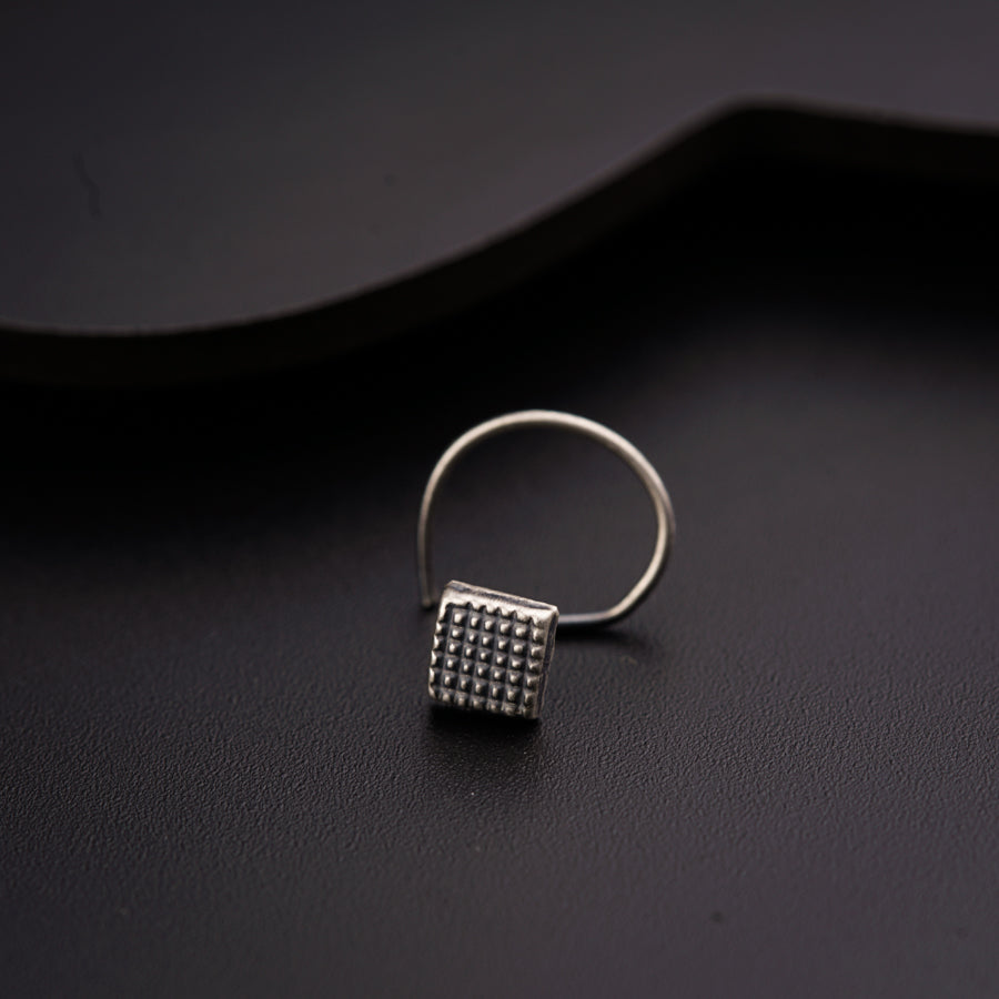 Shop Handmade 92.5 Silver Square Dotted Nose Pin at House of Aadyaa