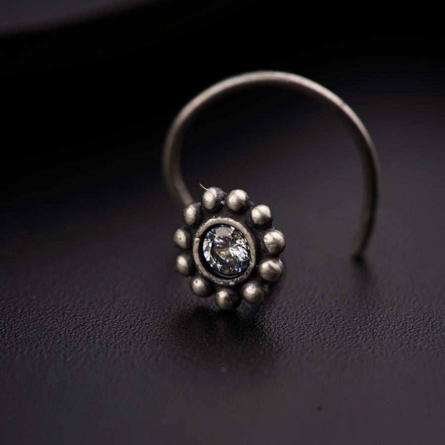 Buy Silver White Stone Nose Pin for Pierced Nose | House of Aadyaa
